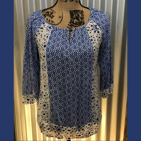 Indigo | Tops | Indigo Blue Flower Light Airy Shirt S | Poshmark